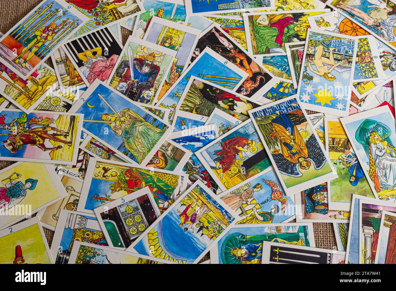 Background with pile of the tarot cards, the major arcana deck. Fortune ...