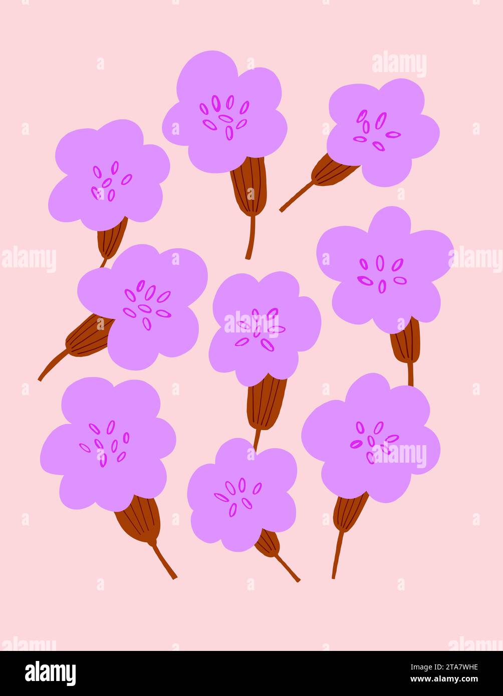 Botanical poster set flowers and branches. Modern style, pastel colors ...