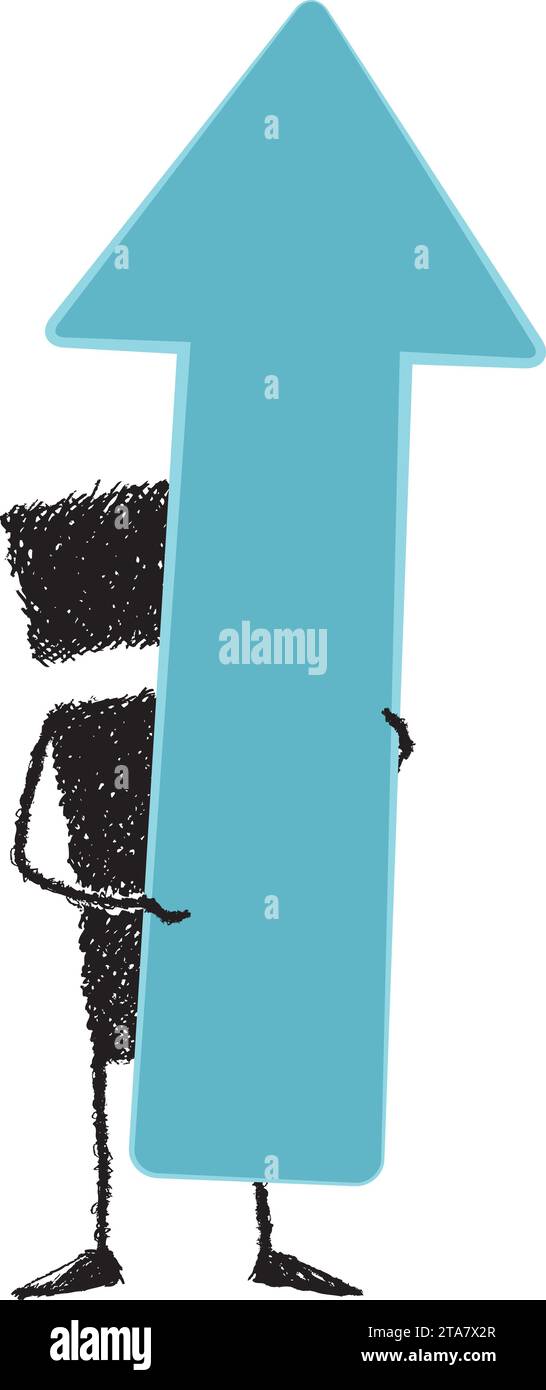 Stick figure holding an arrow pointing up. A metaphor for success, the ...