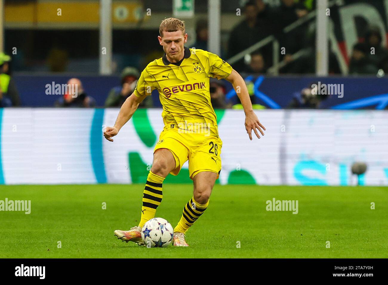 Milan, Italy. 28th Nov, 2023. Julian Ryerson of Borussia Dortmund seen ...