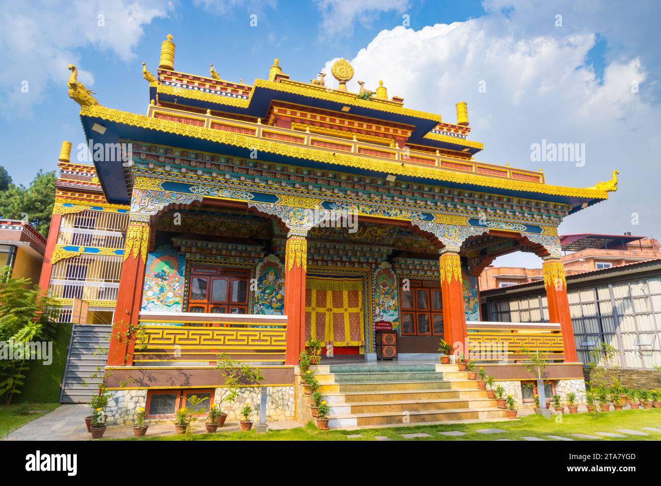 A monastery gumba in UNESCO World heritage Boudhanath Stupa aka Bouddha ...