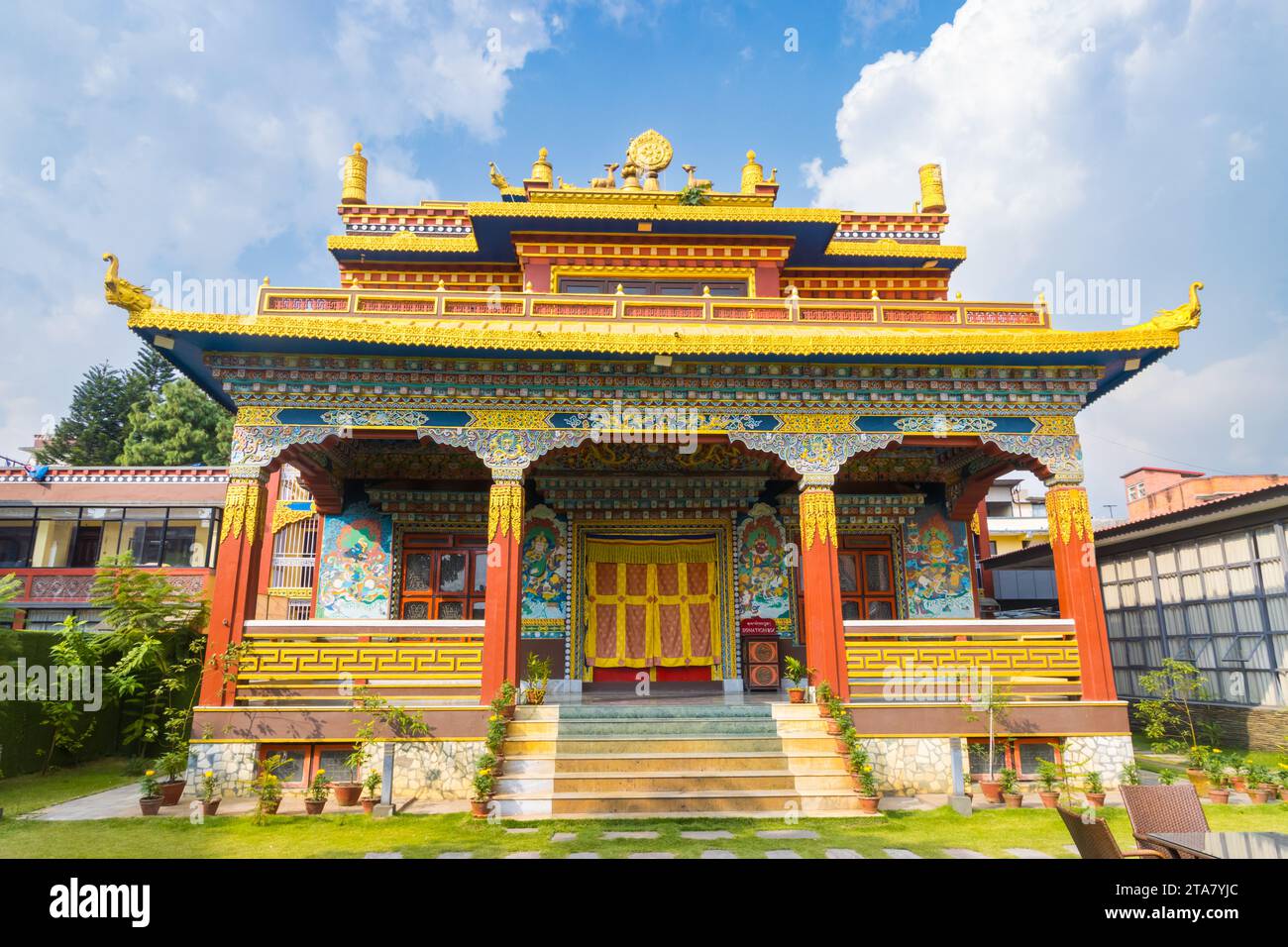 A monastery gumba in UNESCO World heritage Boudhanath Stupa aka Bouddha ...
