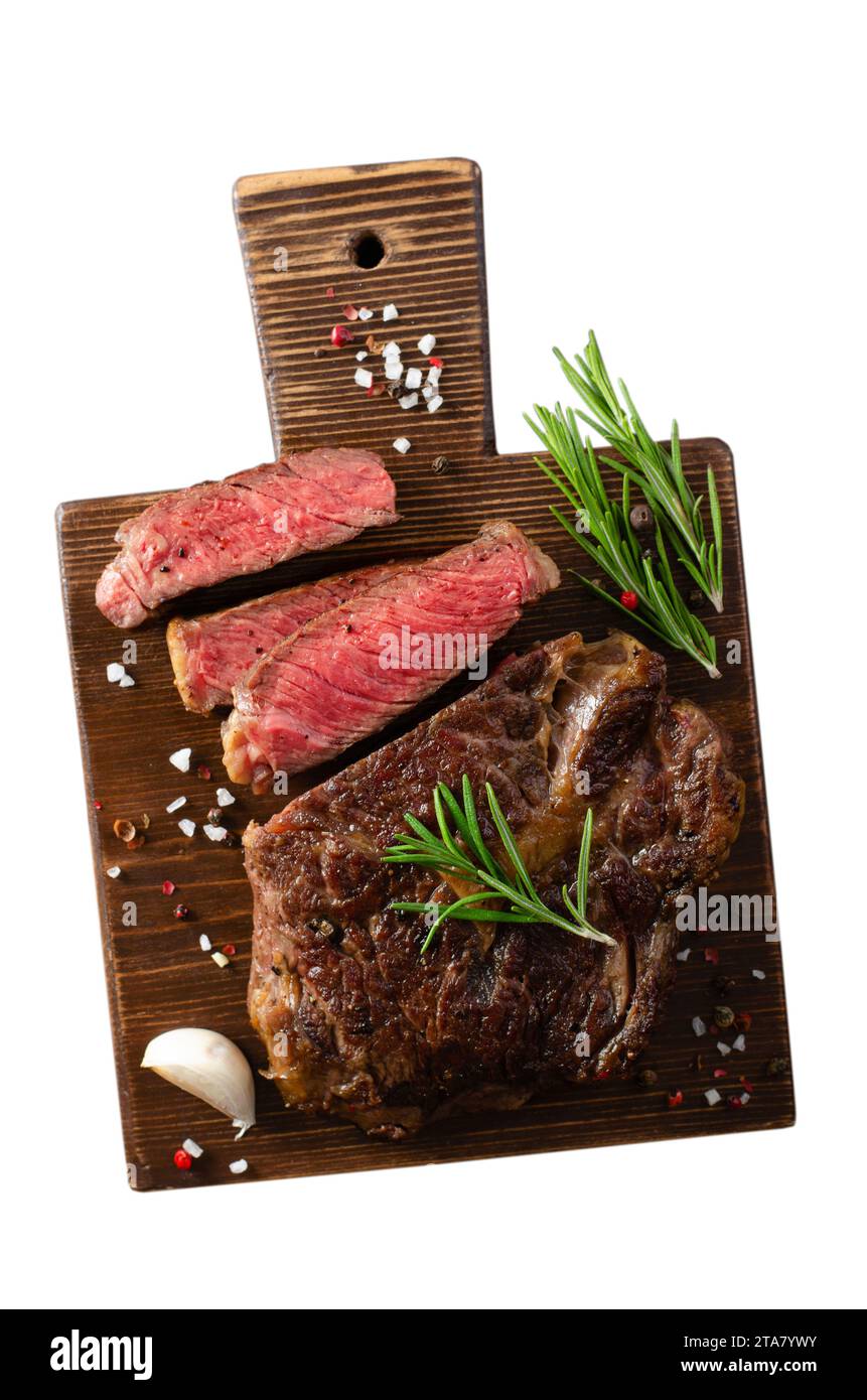 Cooked Beef Steak, Beef Organic Meat, White Background Isolated Stock ...