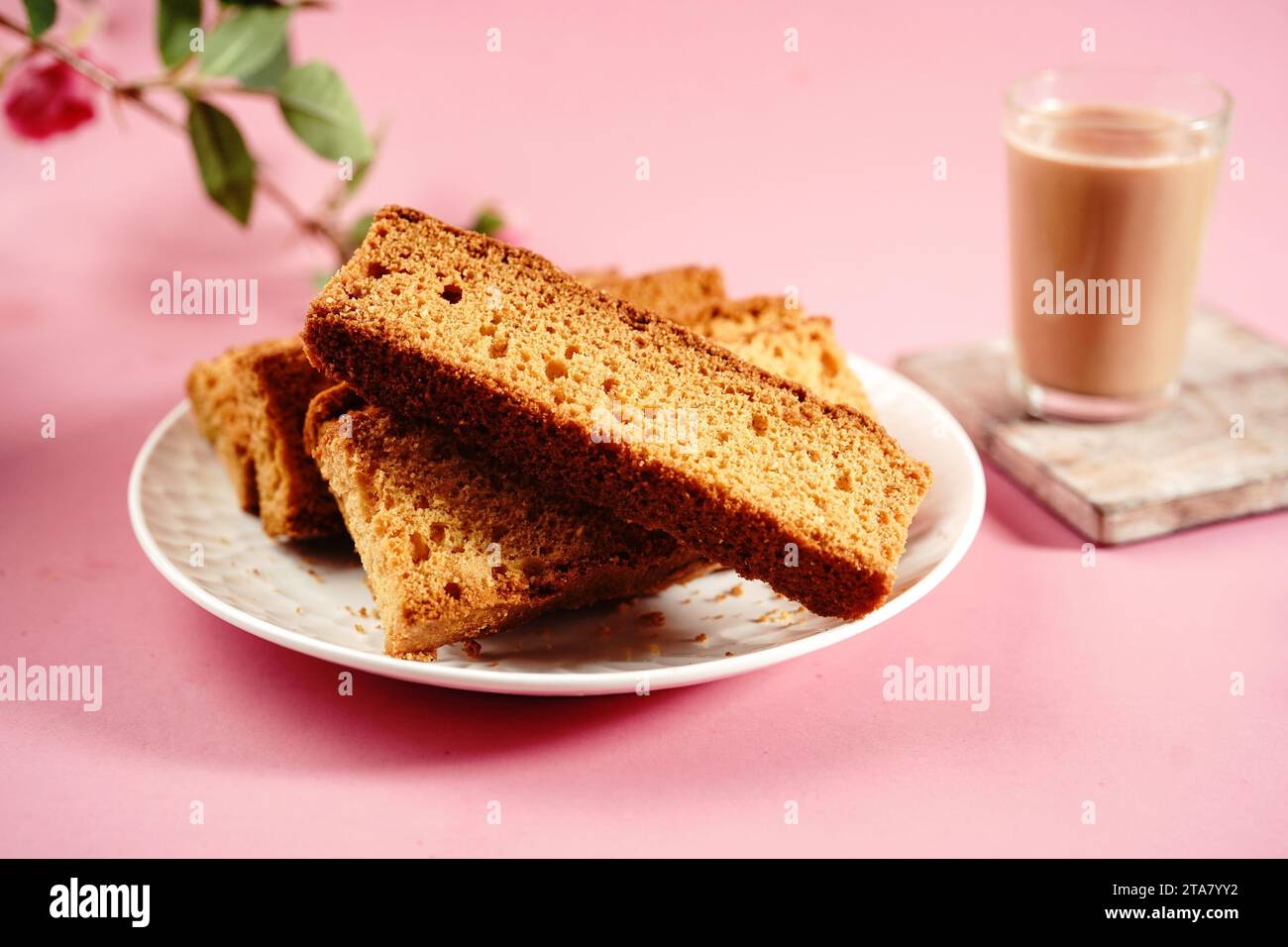 Homemade Indian cake rusk | Dry biscuits isolated on pink background ...
