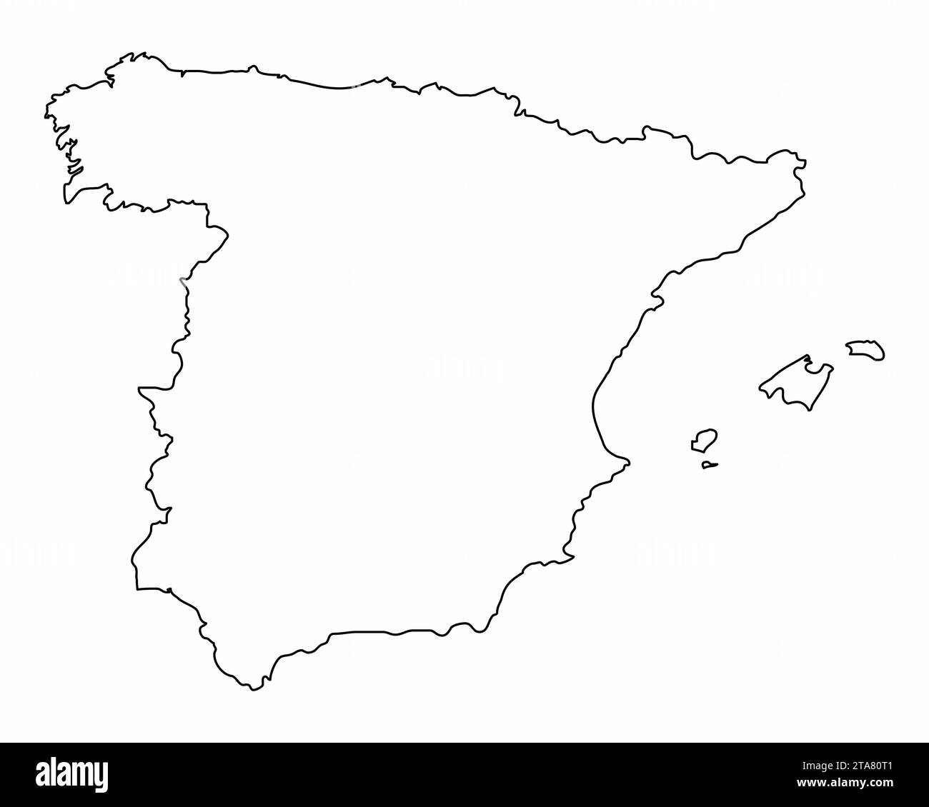 The outline map of Spain isolated on white background Stock Vector ...