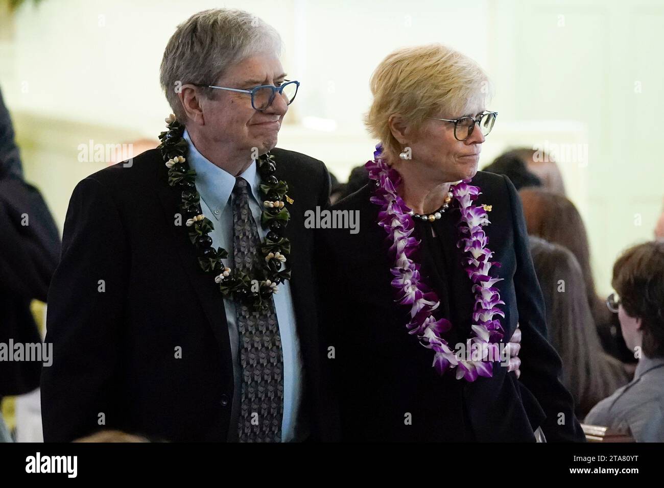 James "Chip" Carter and his wife Becky depart after the funeral service ...