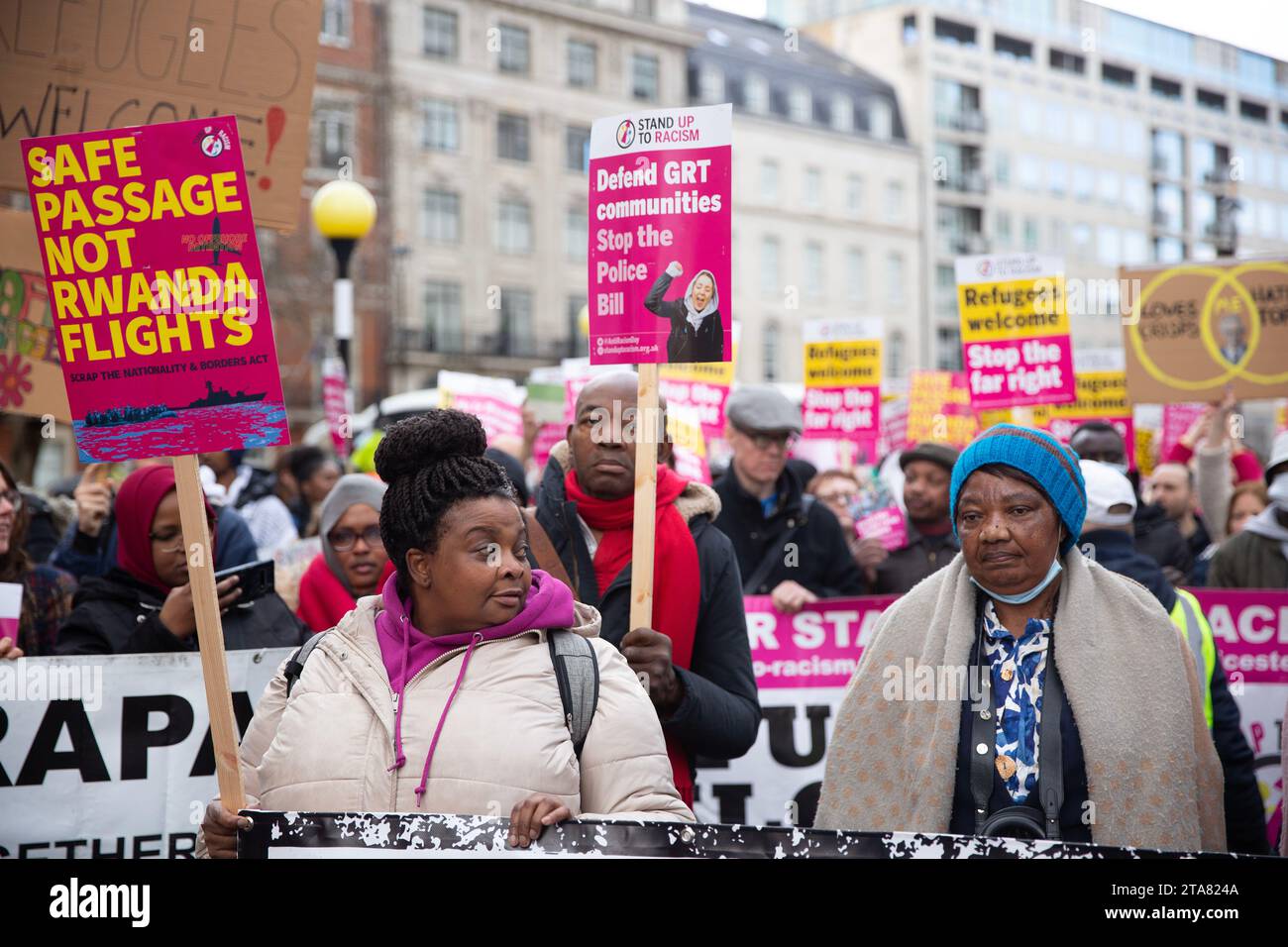 People gather during a demonstration against racism outside the BBC ...
