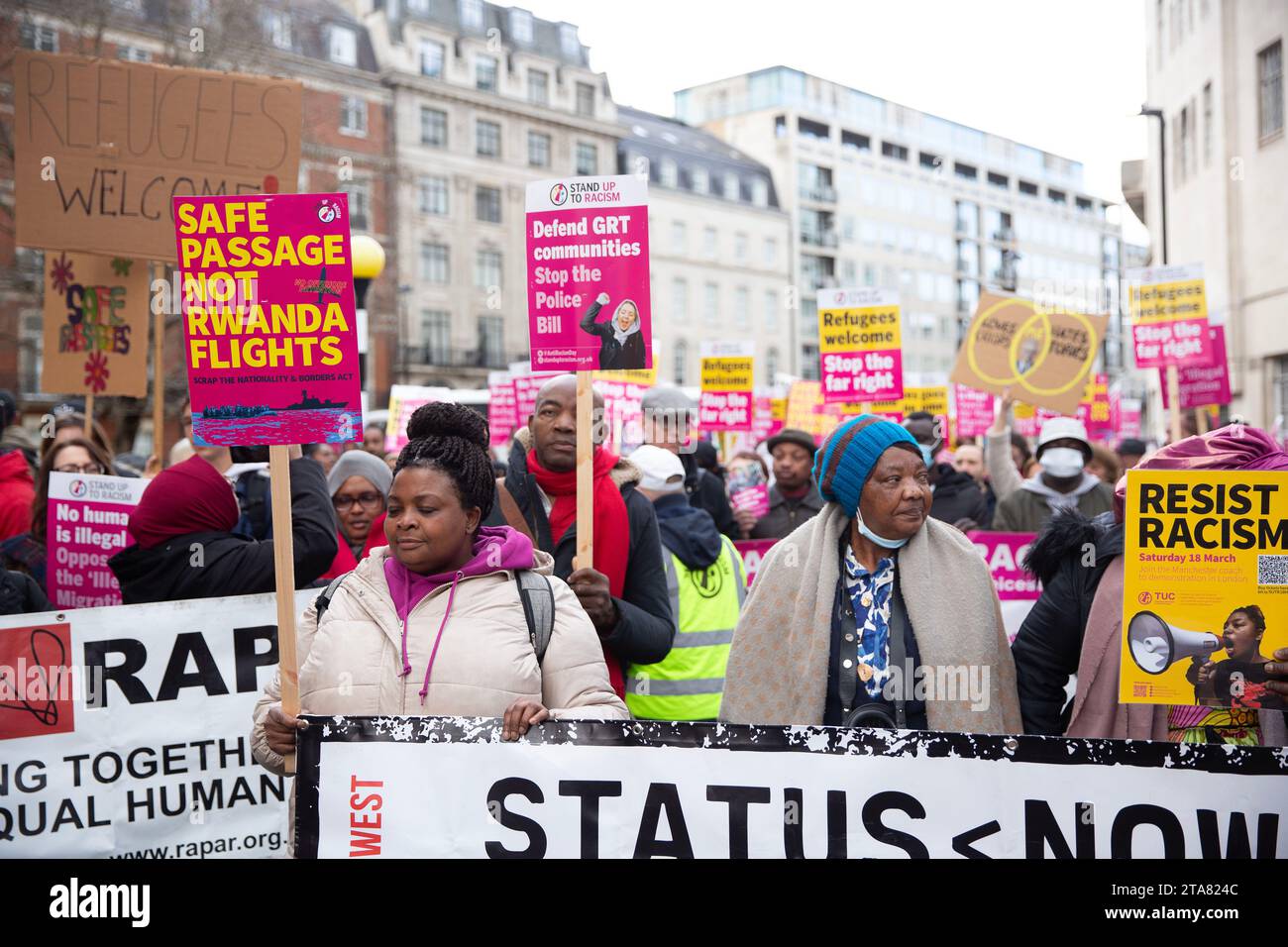 People gather during a demonstration against racism outside the BBC ...