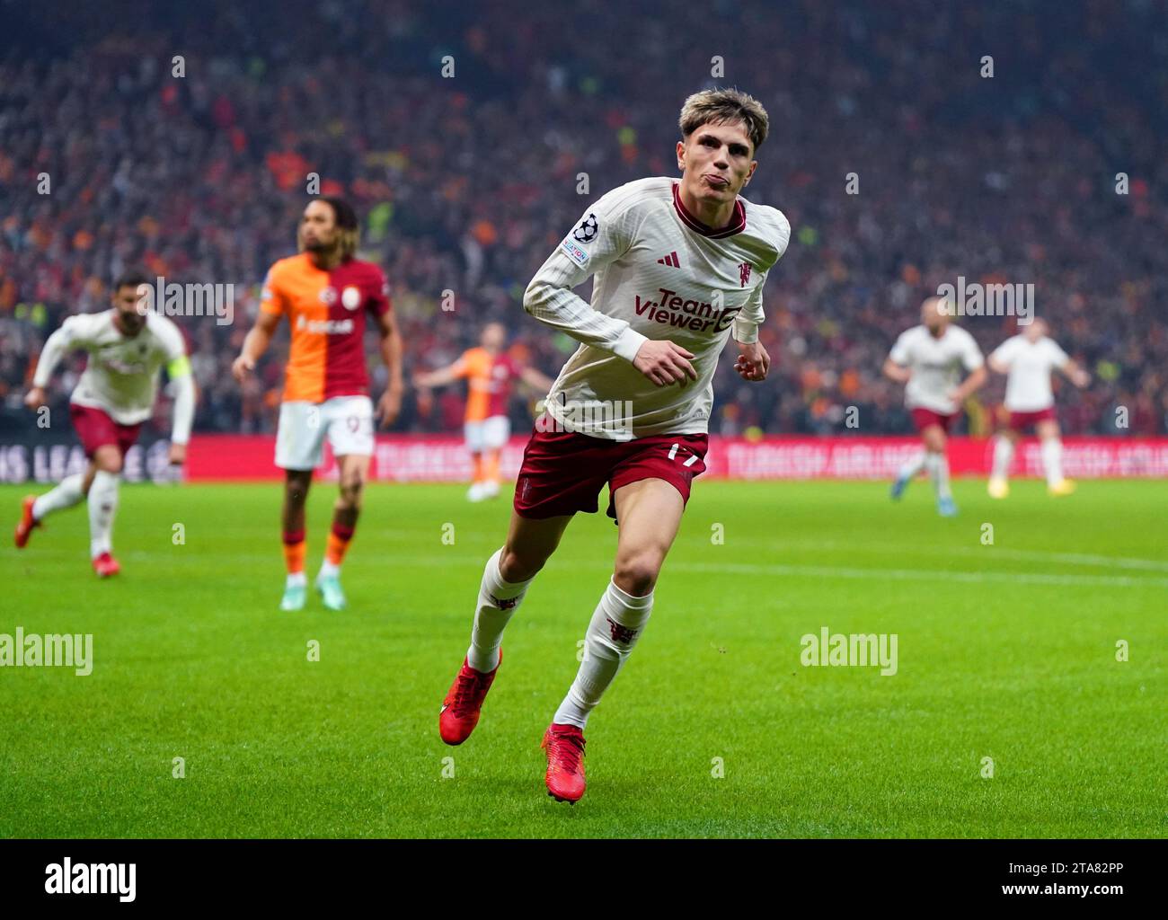 Manchester United's Alejandro Garnacho celebrates after scoring their ...