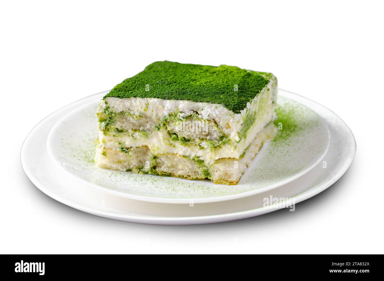 Matcha Tiramisu, Italian Tiramisu Cake with Matcha Green Tea on White ...