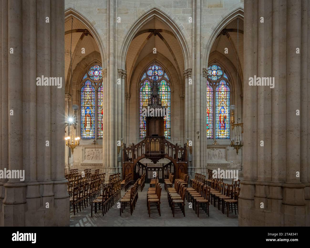 Paris, France - 11 18 2023: Saint Clotilde Basilica. View inside Sacre ...