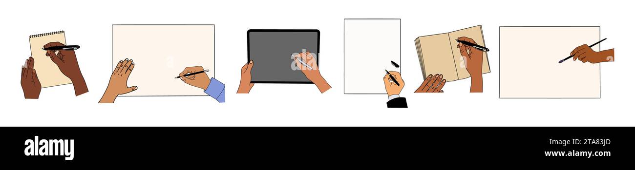 Hands writing person notebook Cut Out Stock Images & Pictures - Alamy