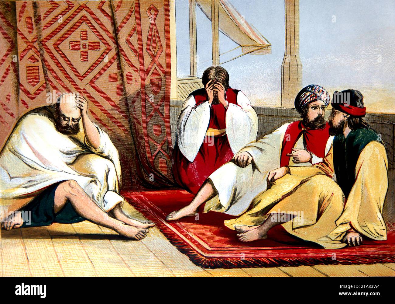 Illustration of Job and his Three Friends who came and Sat down with ...