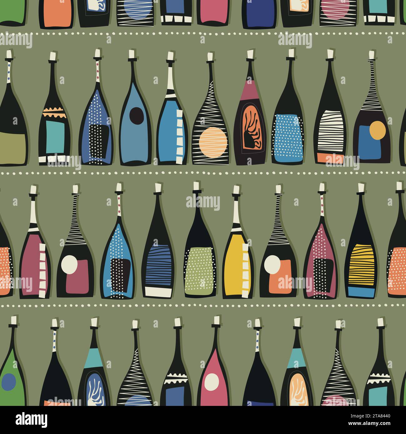 Seamless pattern with bottles in colors. Background vector template ...