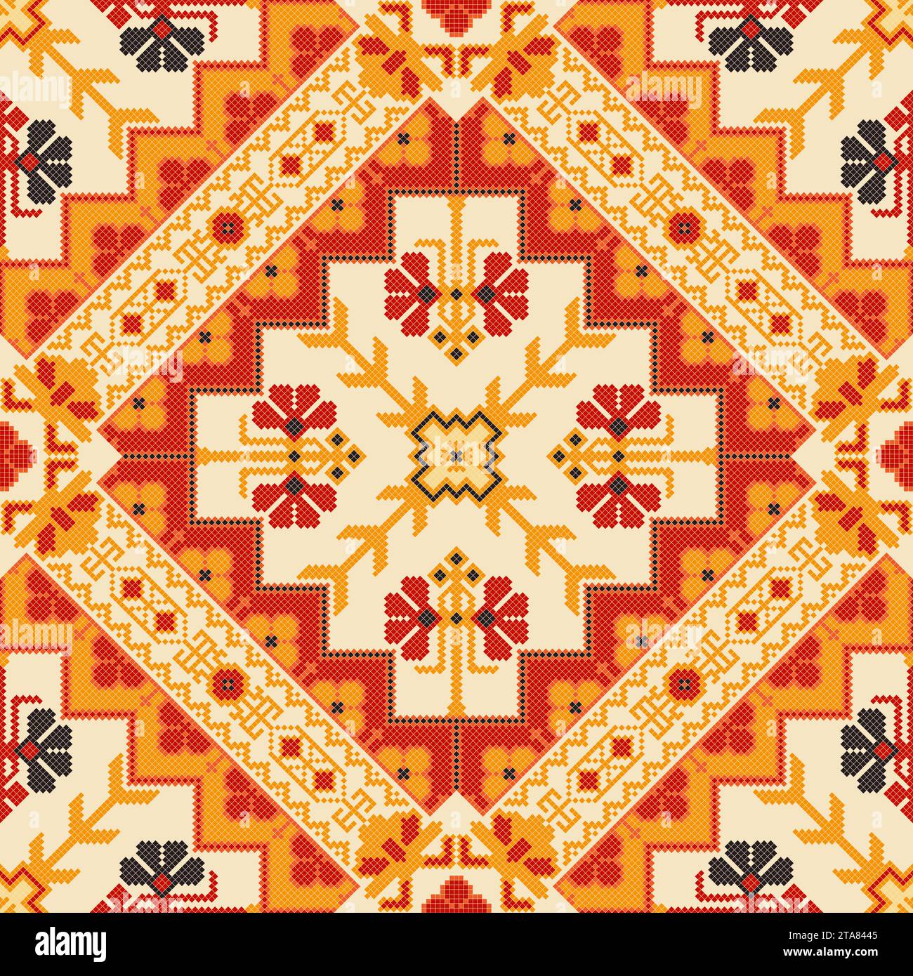 Traditional Georgian folk art embroidery vector pattern Stock Vector ...