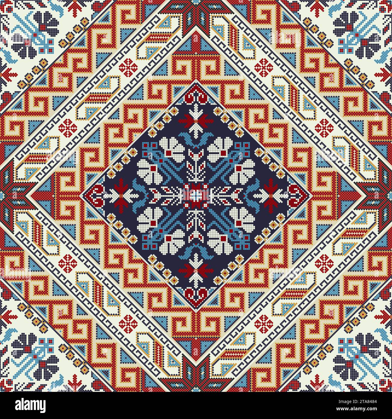 Traditional Georgian folk art embroidery vector pattern Stock Vector ...