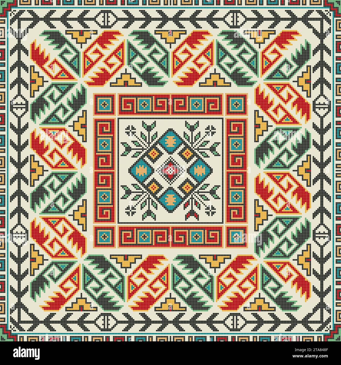 Traditional Georgian folk art embroidery vector pattern Stock Vector ...