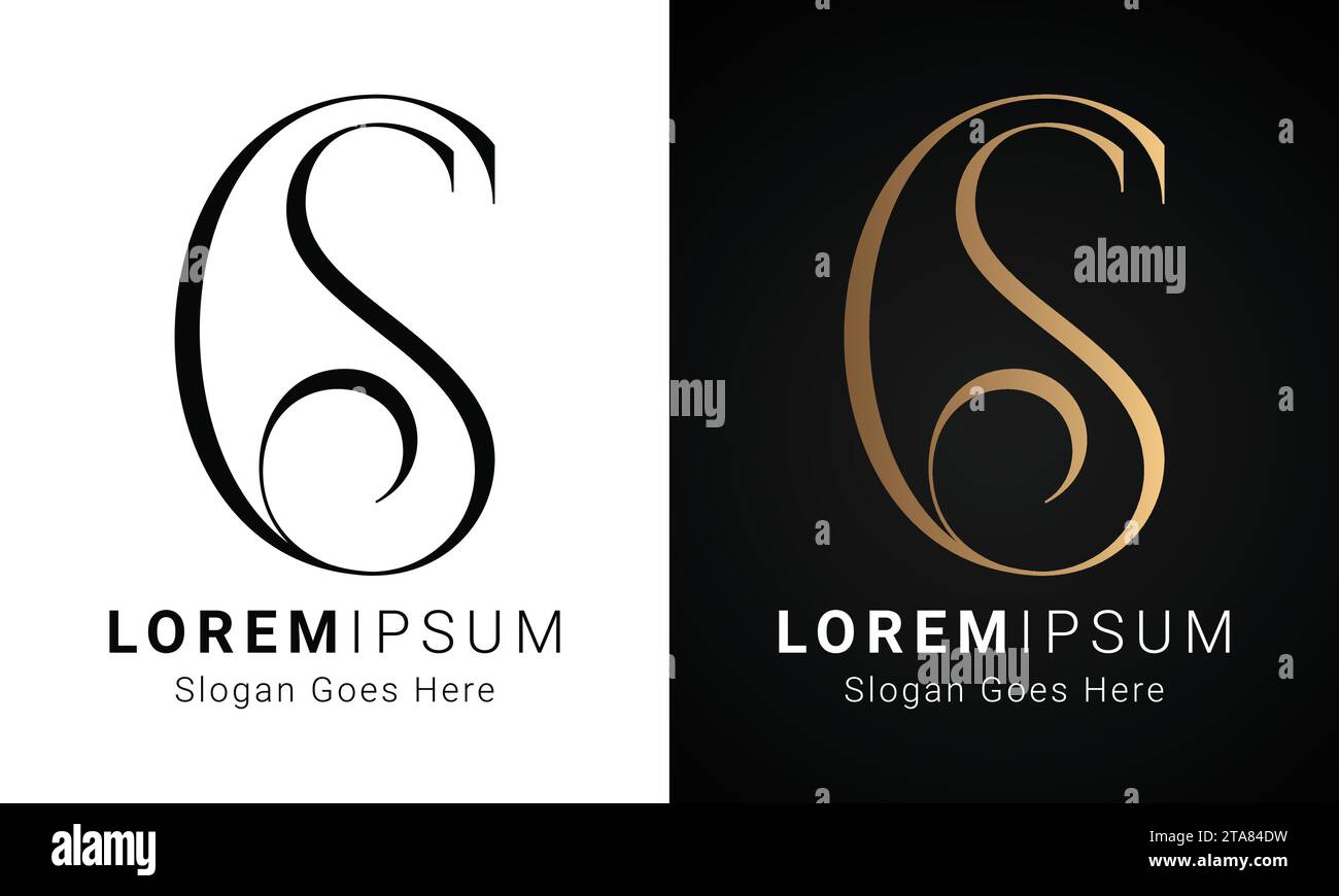Luxury Initial SC or CS Monogram Text Letter Logo Design Stock Vector ...