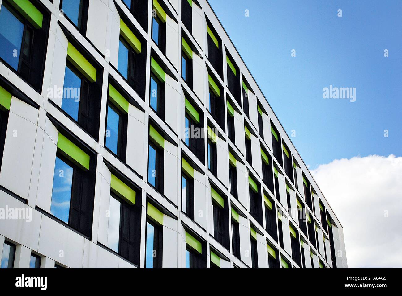 Modern office building in the city with windows and steel and aluminum ...