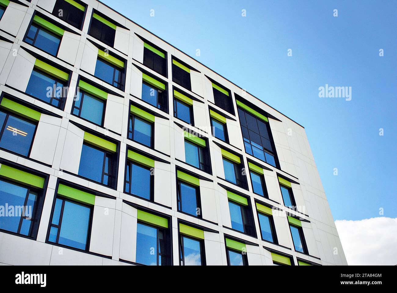 Modern office building in the city with windows and steel and aluminum ...