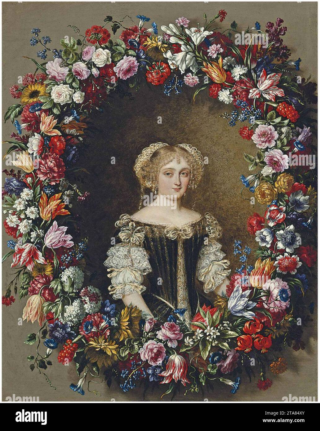 Jacob Ferdinand Voet, Mario Nuzzi (attr.) - Portrait of a lady ...