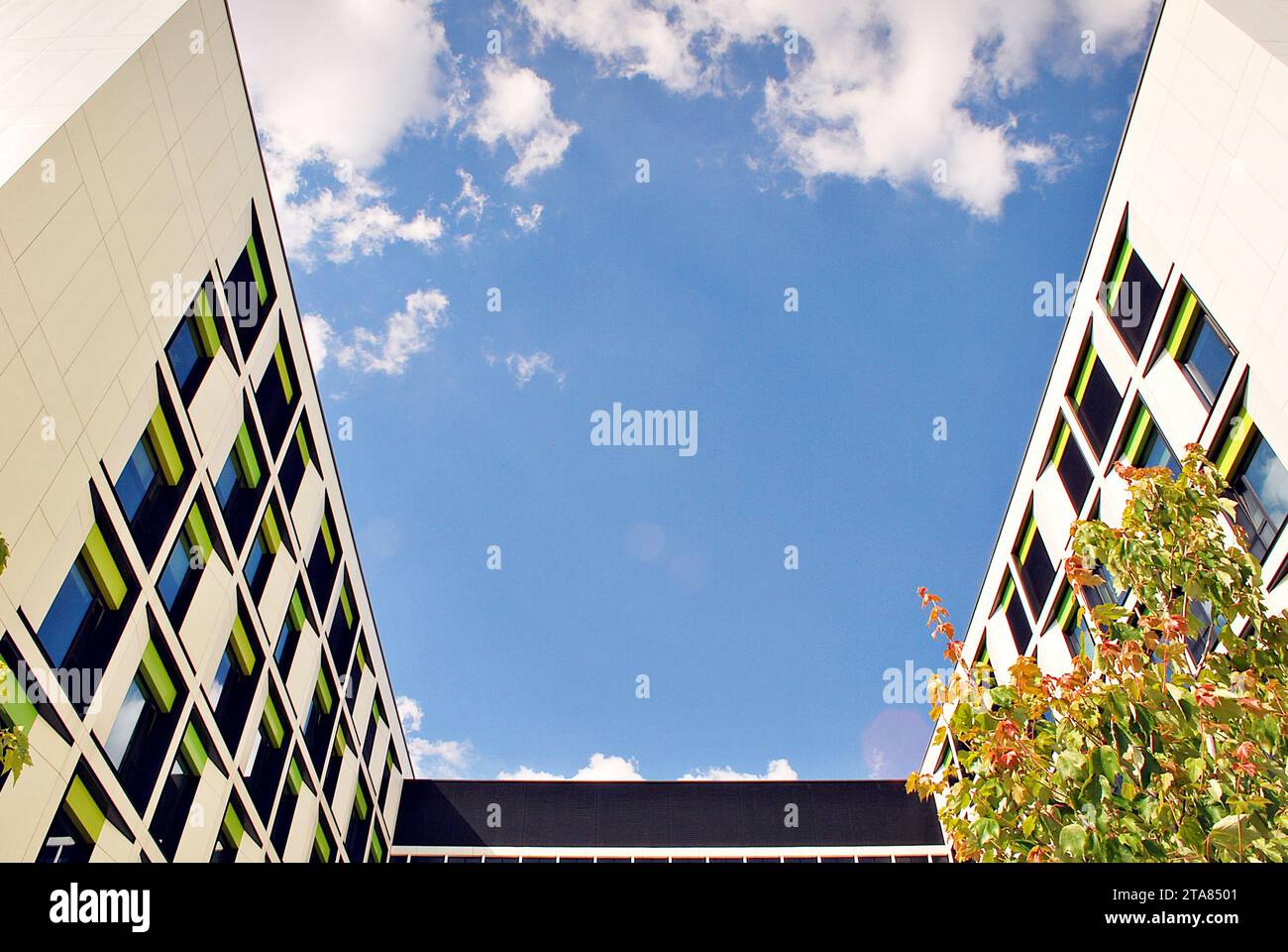 Modern office building in the city with windows and steel and aluminum ...