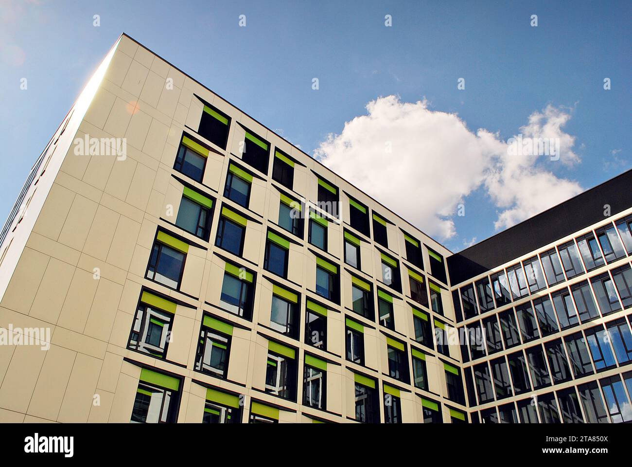 Modern office building in the city with windows and steel and aluminum ...
