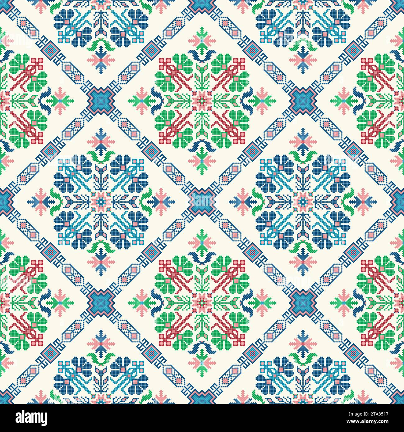 Traditional Georgian folk art embroidery vector pattern Stock Vector ...