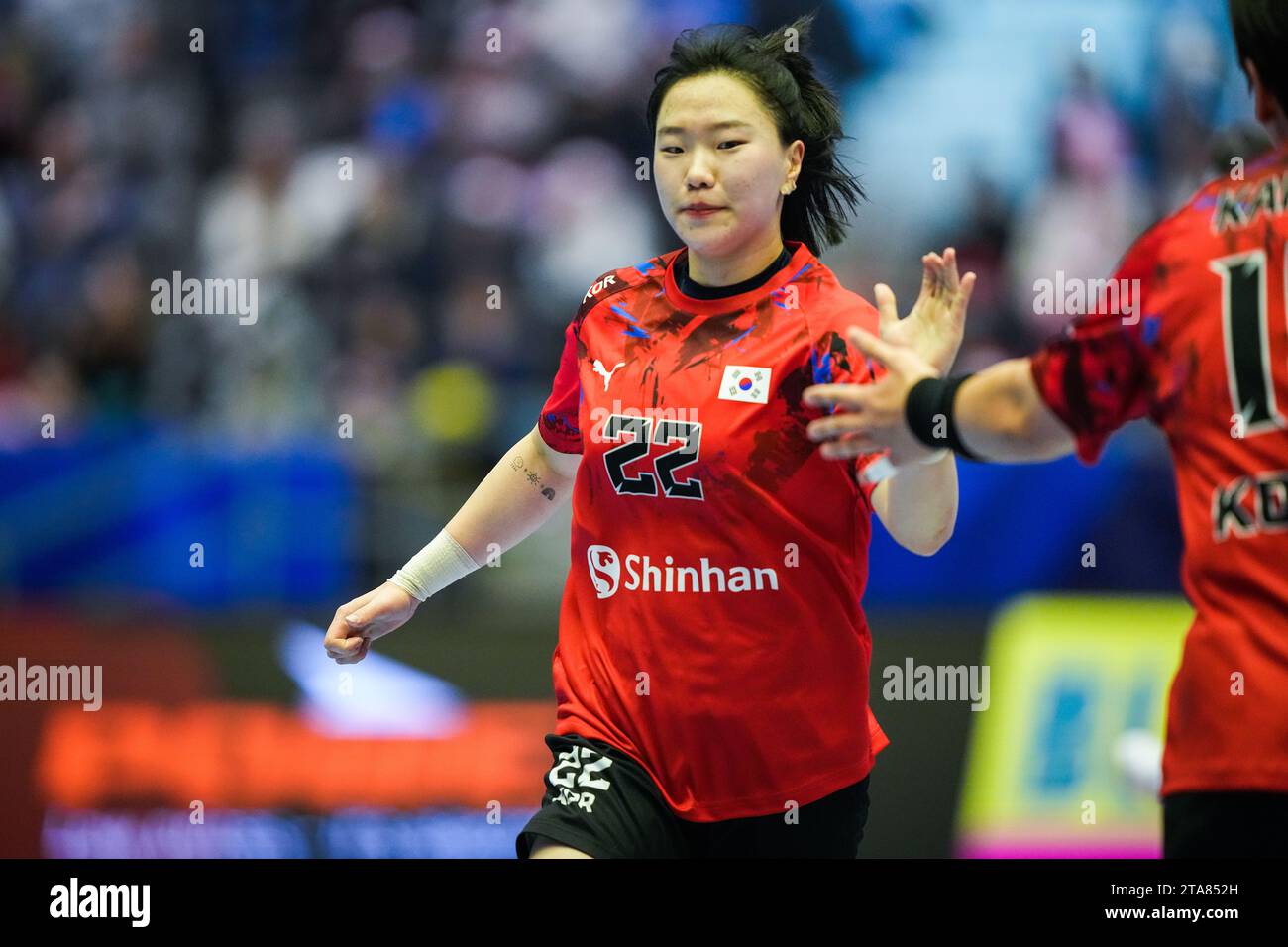 Stavanger 20231129.South Korea's Bitna Woo during the World Championship group stage match ...