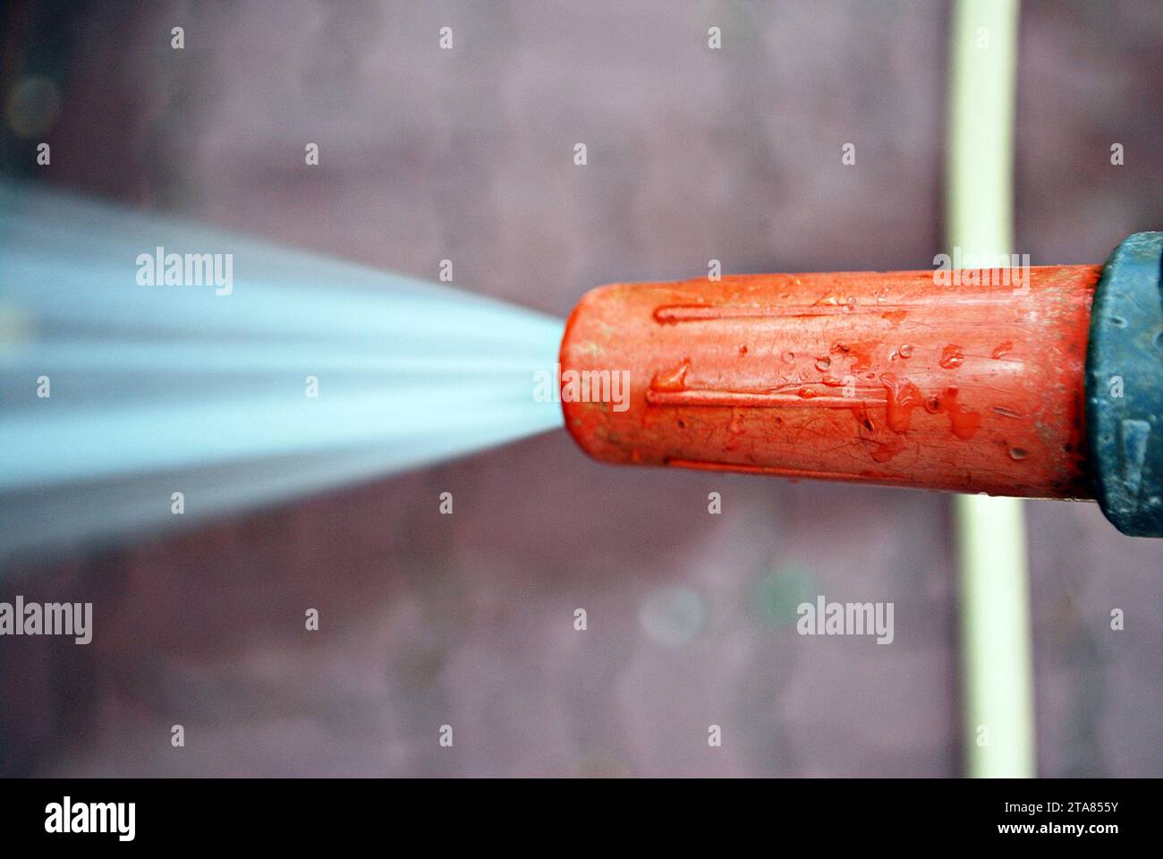 Water spraying from a garden hose Stock Photo - Alamy