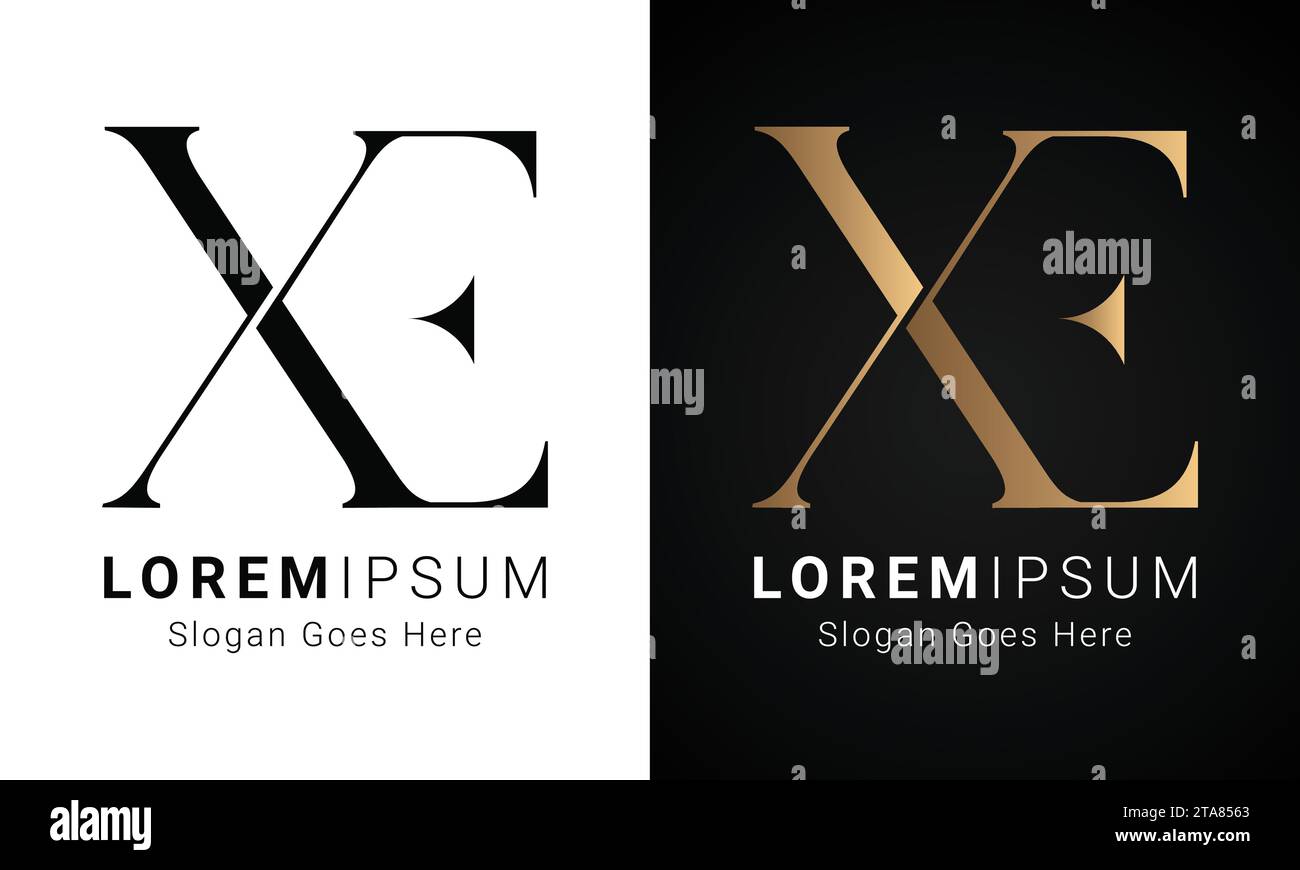 Luxury Initial EX or XE Monogram Text Letter Logo Design Stock Vector ...