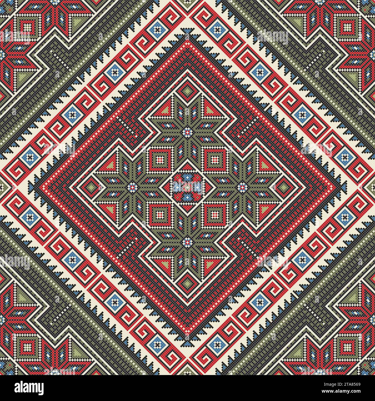 Traditional Georgian folk art embroidery vector pattern Stock Vector ...