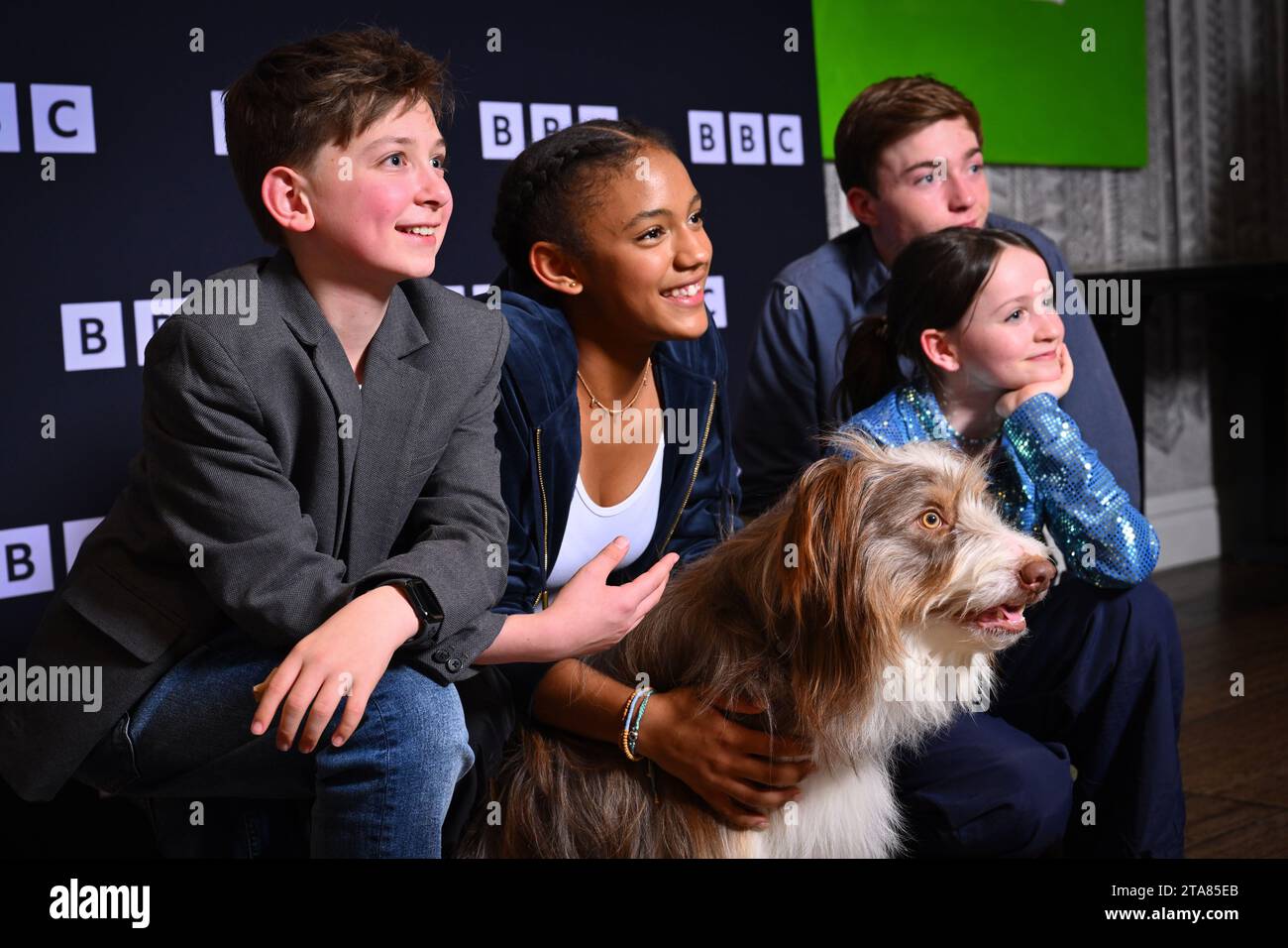 London, UK. 29 November 2023. The cast of The Famous 5 (l-r Kit Rakusen ...