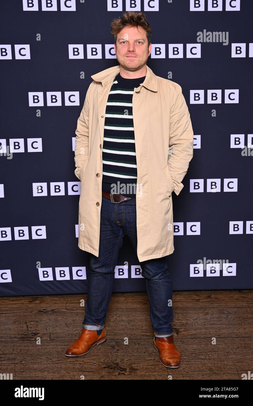 London, UK. 29 November 2023. Dodger cast member Rhys Thomas pictured ...