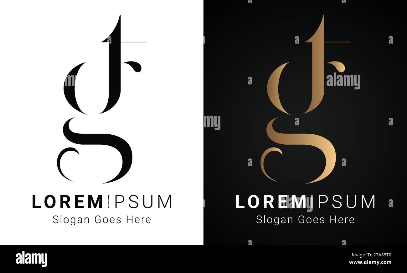 Luxury Initial GT or TG Monogram Text Letter Logo Design Stock Vector ...