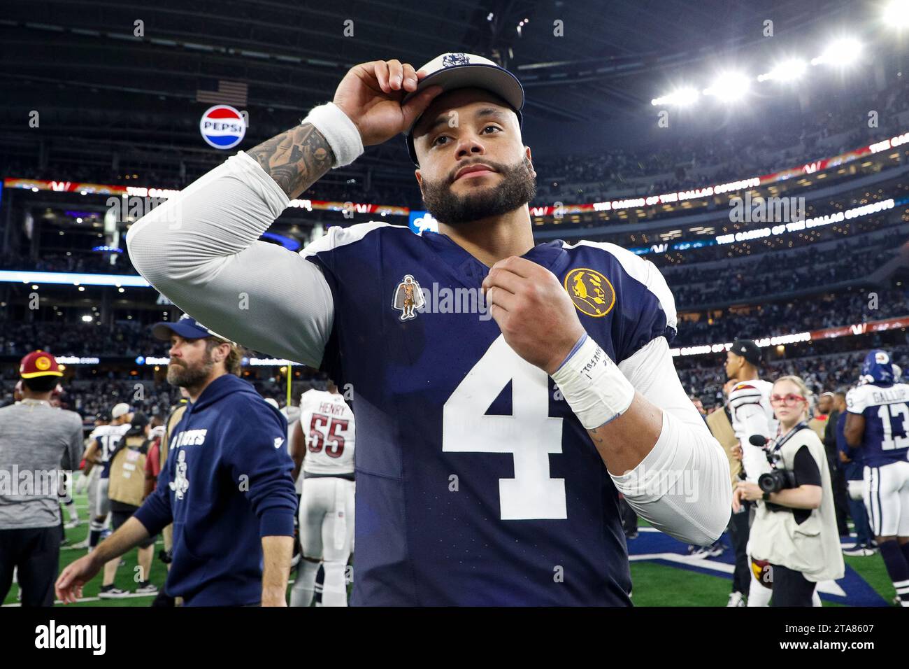 Dallas Cowboys quarterback Dak Prescott #4 reacts after a Cowboys ...