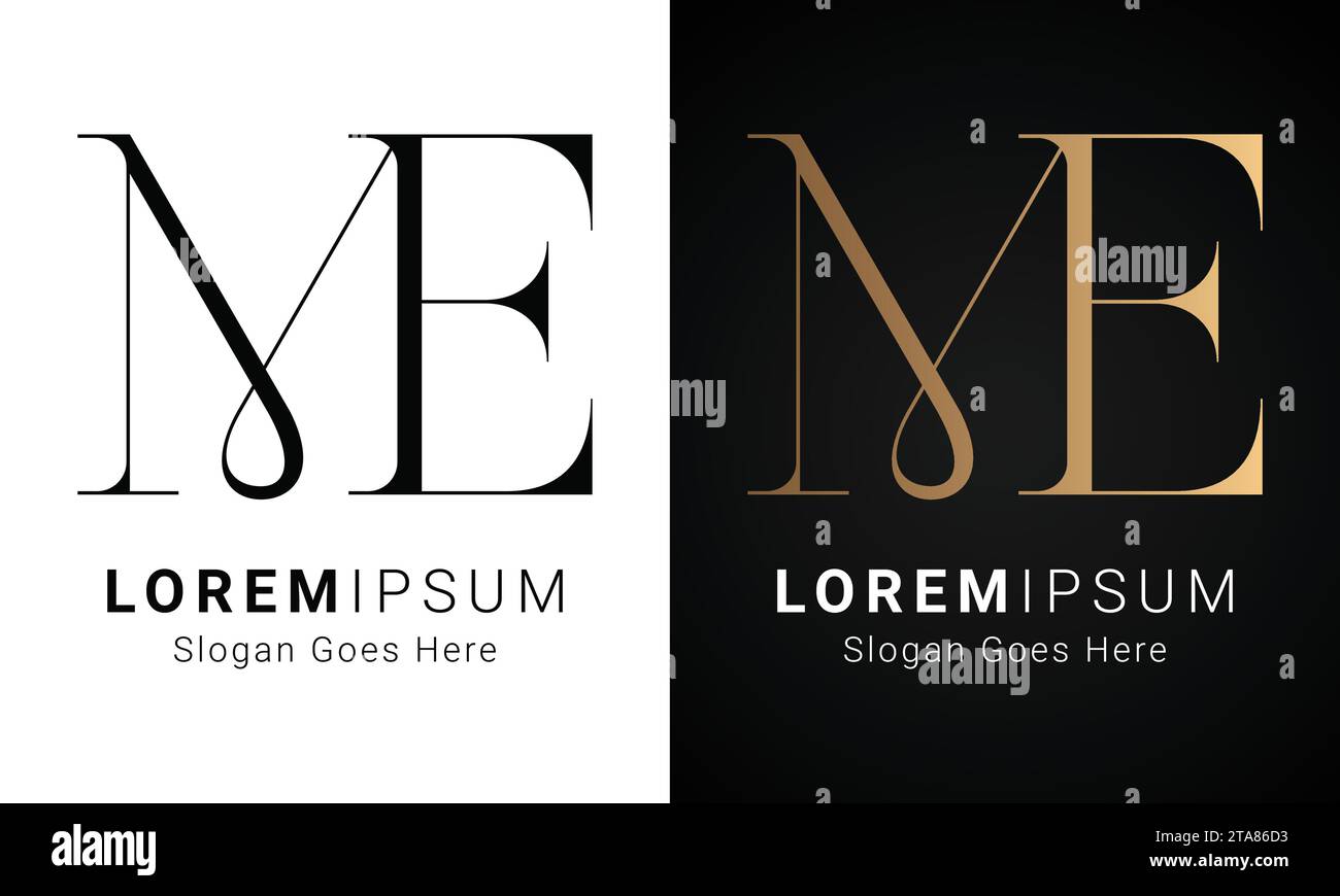 Luxury Initial ME or EM Monogram Text Letter Logo Design Stock Vector ...