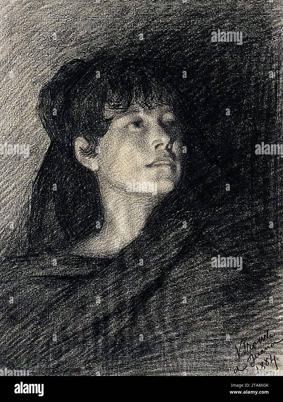 Victor Emile Prouve dedicated this chalk drawing to Juana Romani (1884 ...