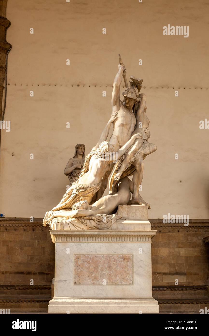 Marble sculpture in Piazza della Signoria, Florence, Italy Stock Photo ...