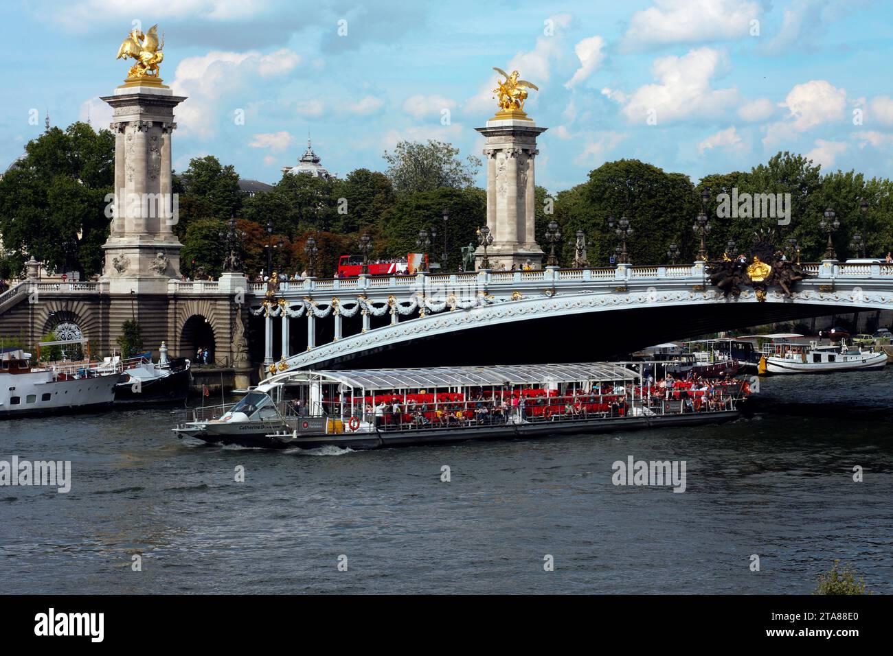 Tourboat at Alexander III Bridge, Paris, France Stock Photo - Alamy