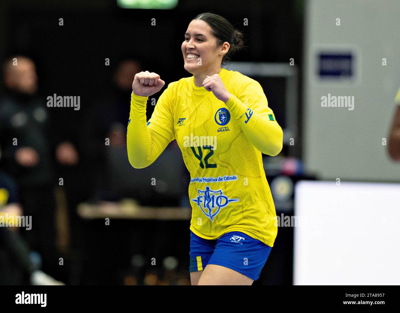 Jennifer Rosa Lopes from Brazil jubilates during the IHF World Womens ...