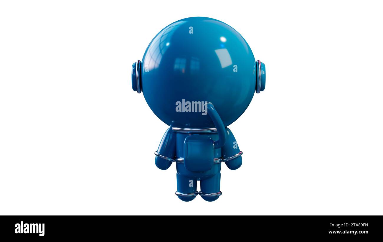 Cartoon man in a blue space suit, astronaut front view, isolate on ...