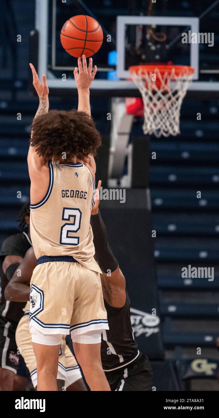 Georgia Tech guard Naithan George (2) shoots against Mississippi State ...