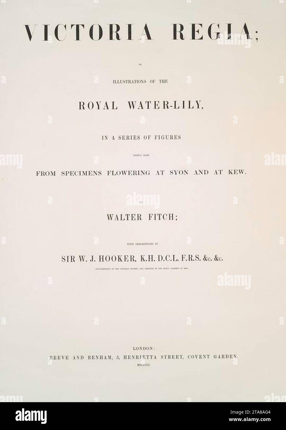 Victoria Regia (1851, title page Stock Photo - Alamy