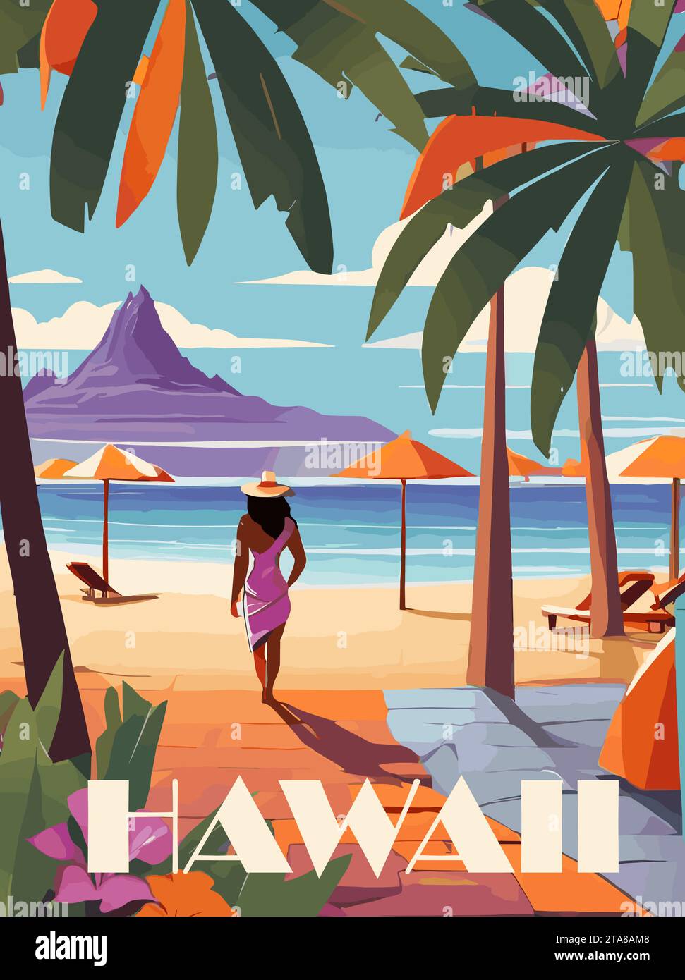 Hawaii Travel Destination Poster in retro style Stock Vector Image ...