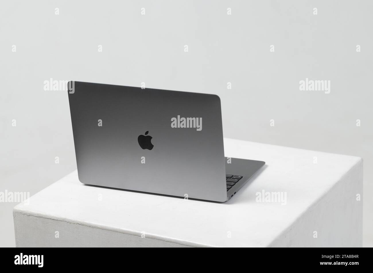 Ivano-Frankivsk, Ukraine February 13, 2023: apple macbook open on white ...