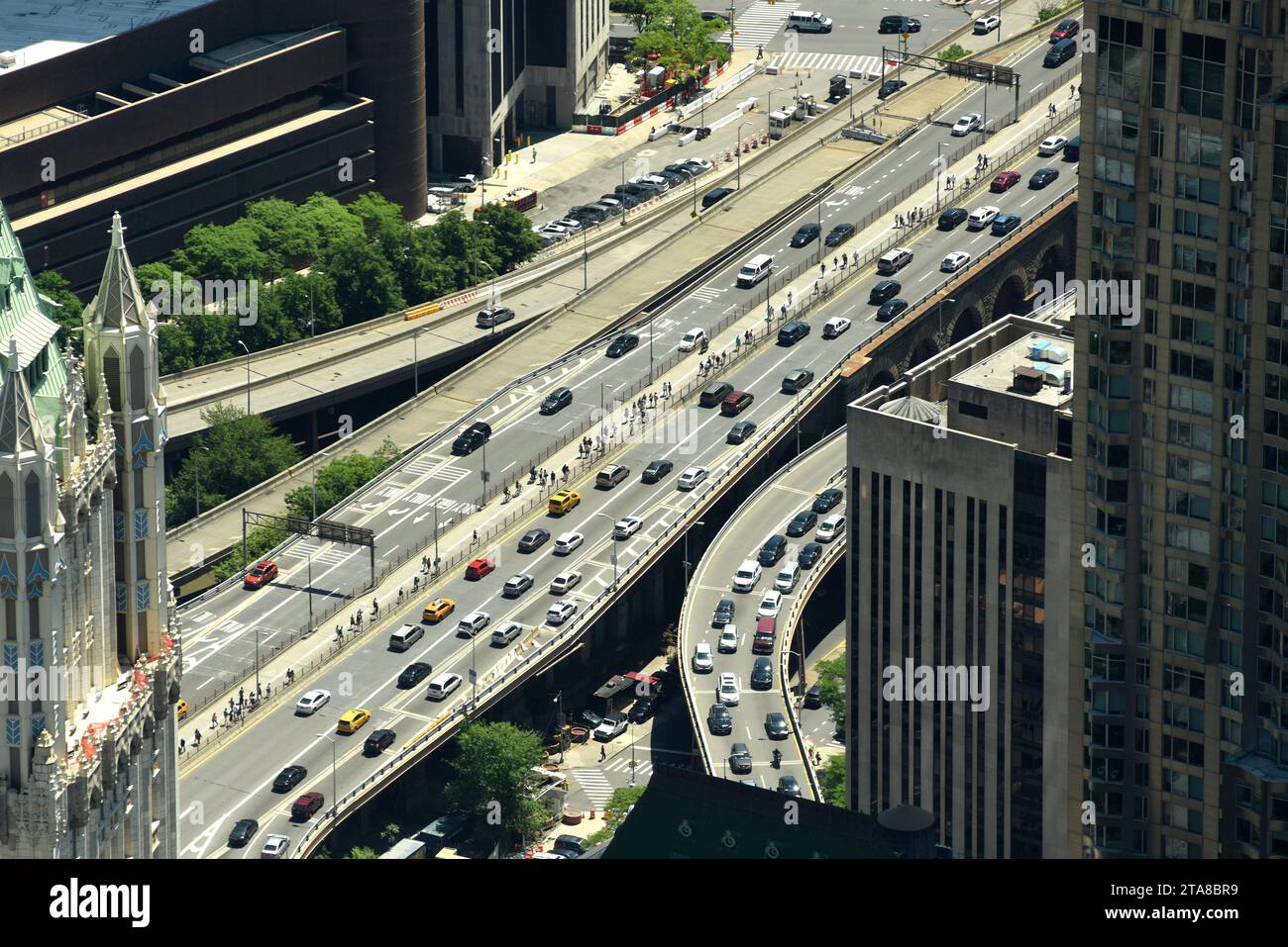 View from skyscrapers on the streets of New York City. Top view on the ...