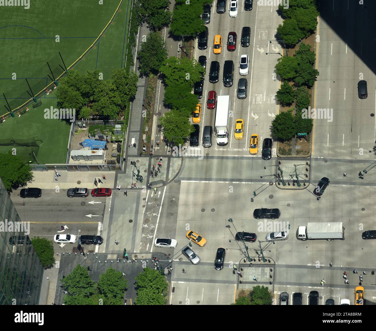 View from skyscrapers on the streets of New York City. Top view on the ...
