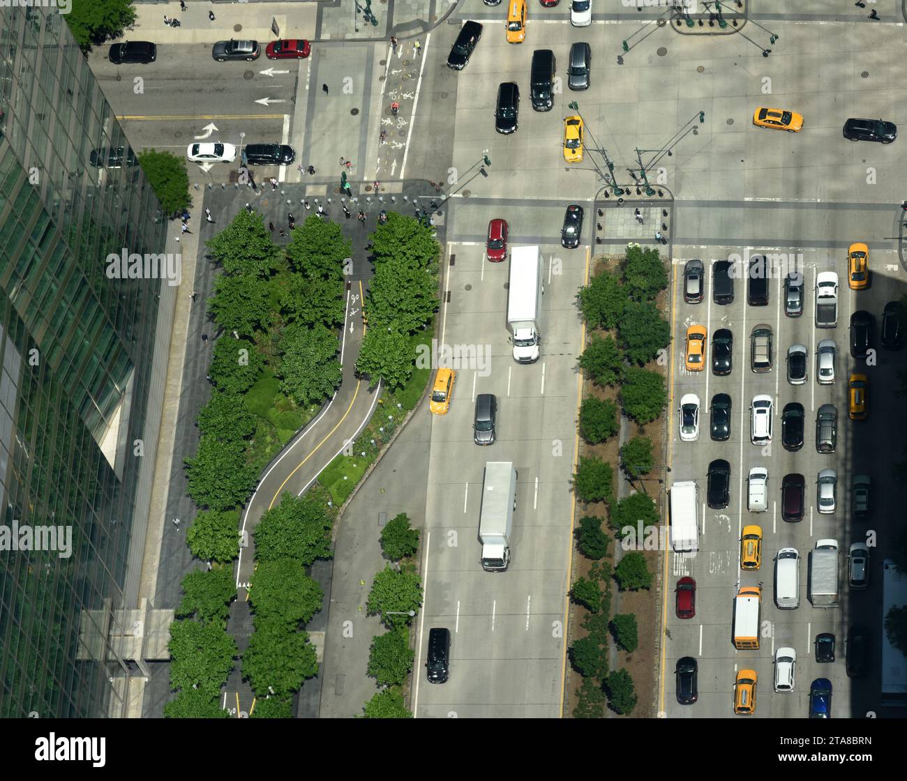 View from skyscrapers on the streets of New York City. Top view on the ...