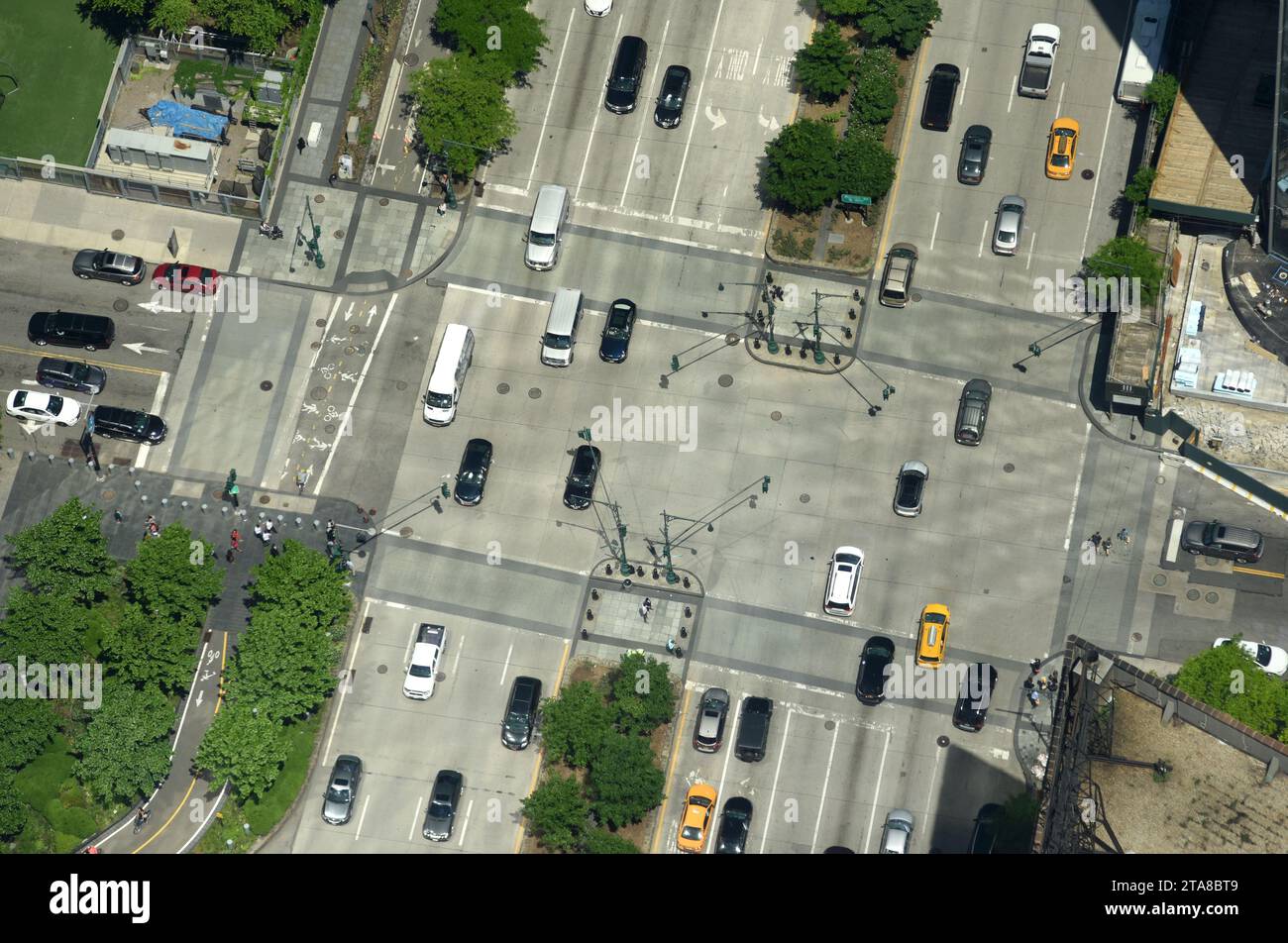 View from skyscrapers on the streets of New York City. Top view on the ...
